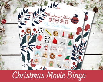 Digital Christmas Movie Bingo Card Party Game Kit / DIY / Red ...