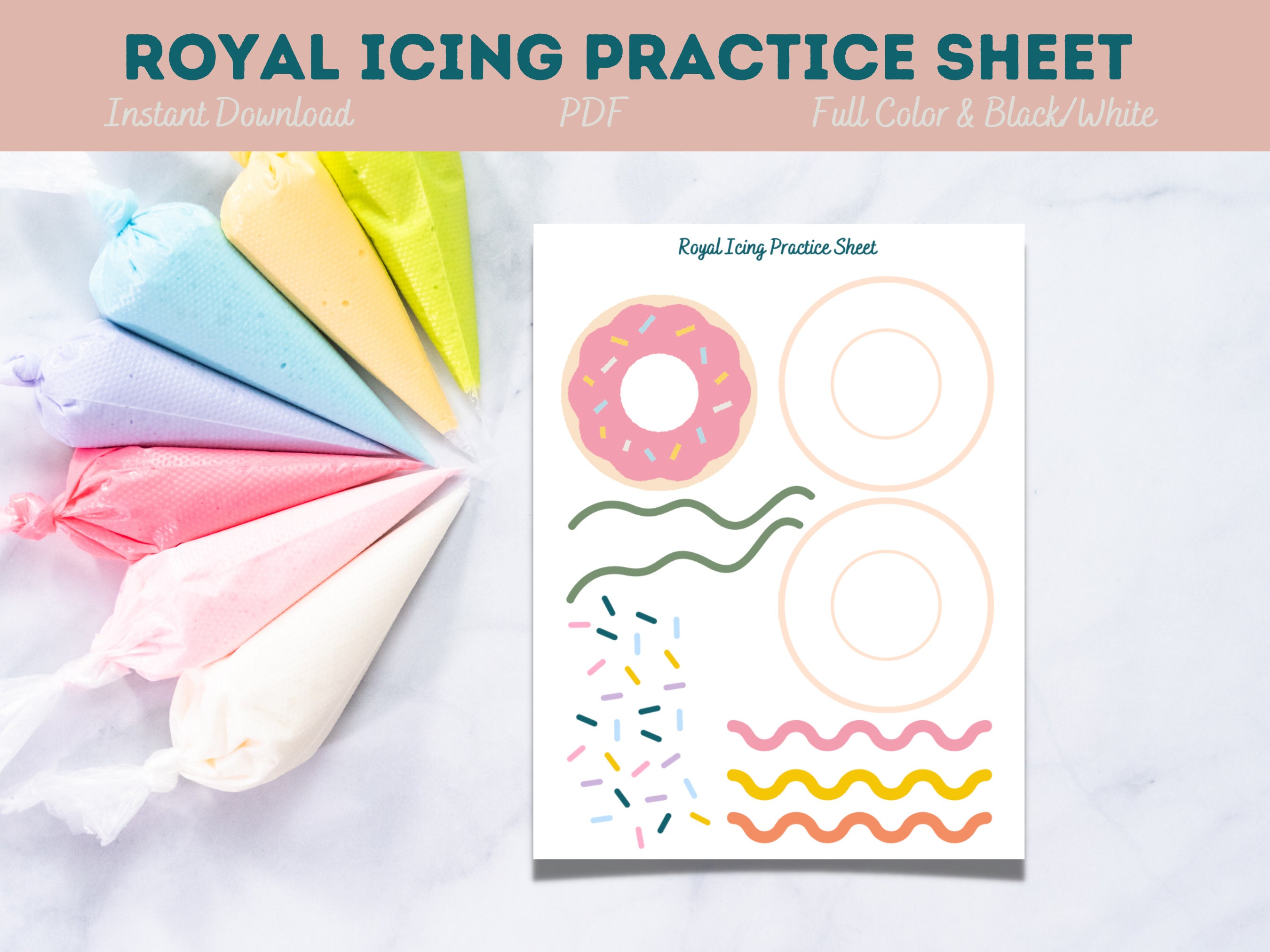 Royal Icing Practice Sheet Printable - Etsy