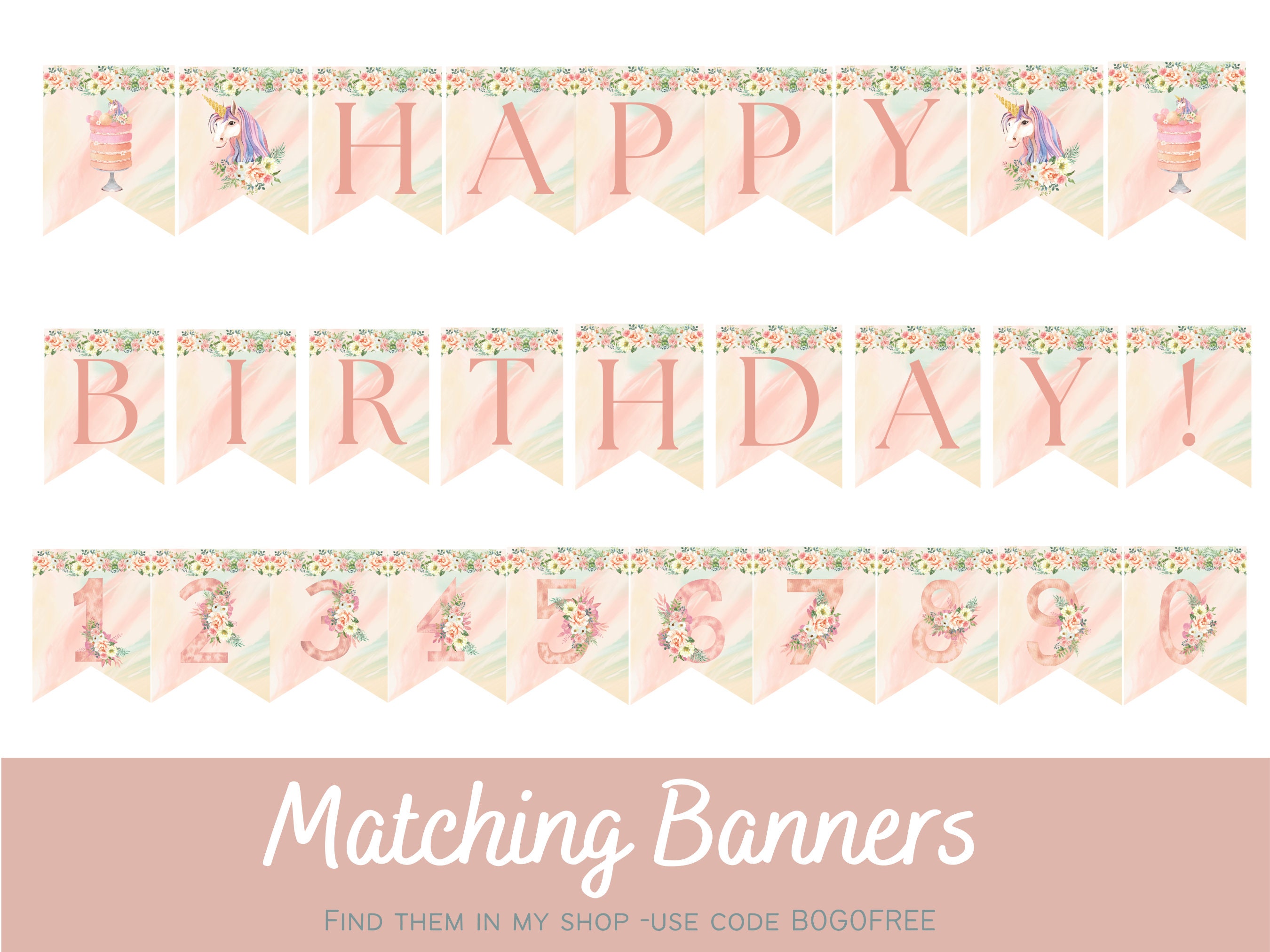 Unicorn Birthday Banner Printable - Etsy