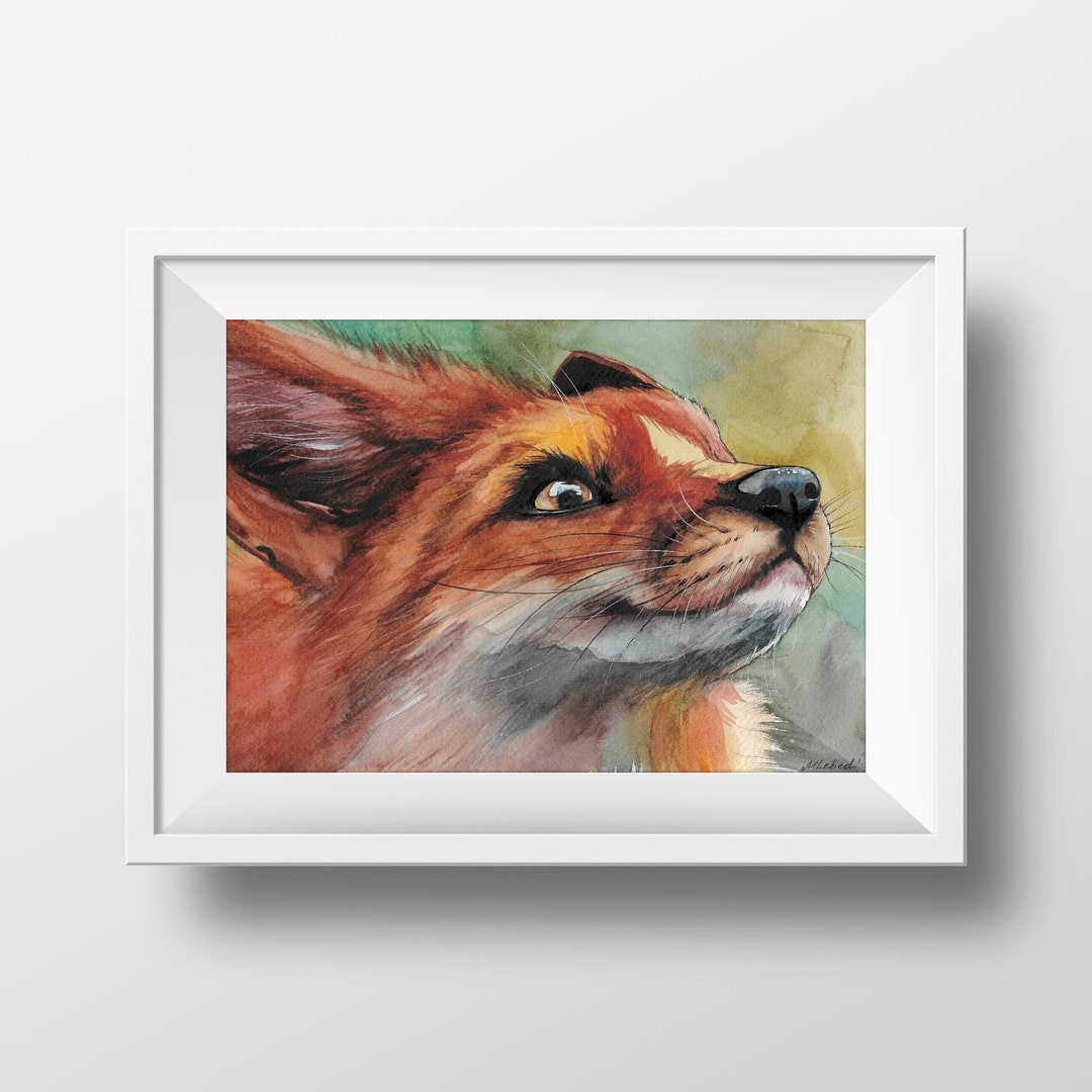 A4 Art Print, Fox Portrait, Animal Print, Watercolor Print, Watercolor ...