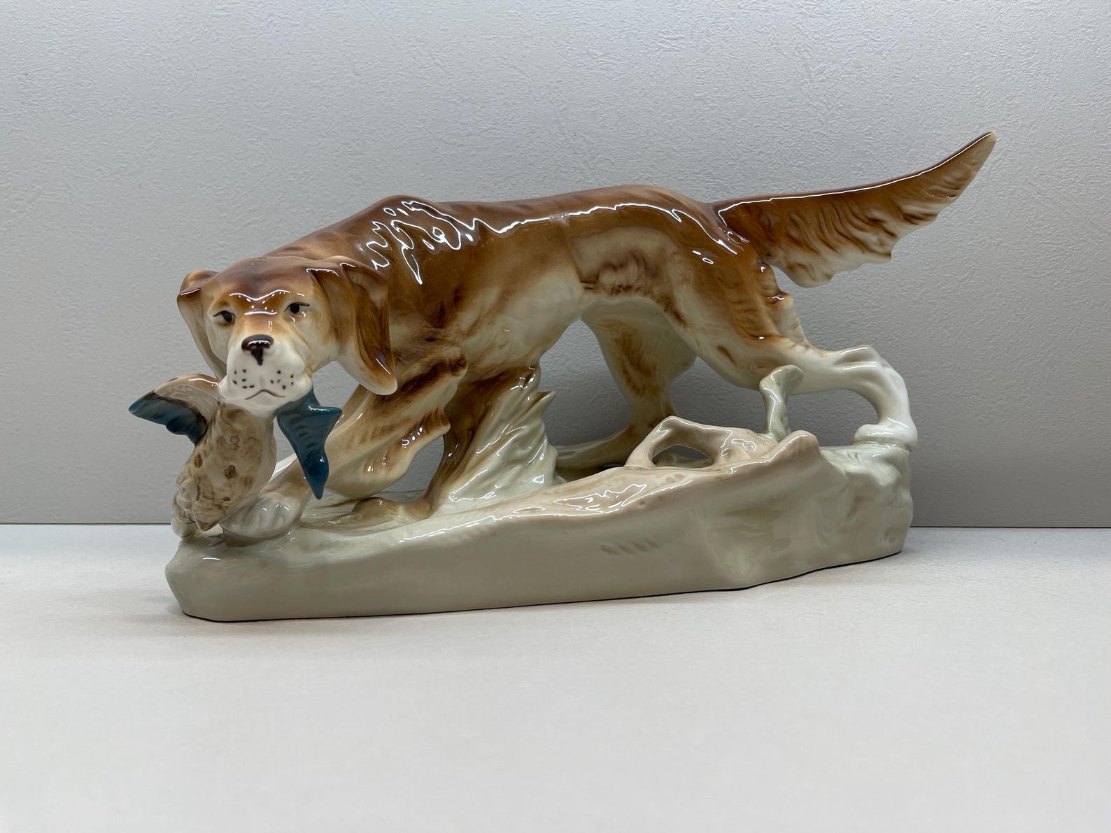 Royal Dux Czechoslovakia 306/1 Hunting Dog With Prey Art Deco Porcelain ...
