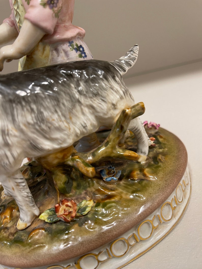 Meissen Lady Woman With Goat Flowers Johanson Roth Porcelain - Etsy