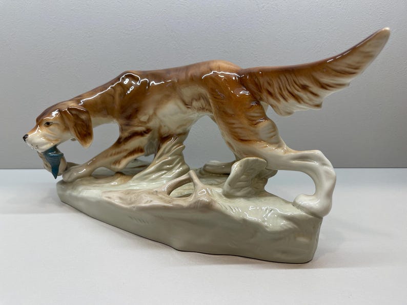 Royal Dux Czechoslovakia 306/1 Hunting Dog With Prey Art Deco Porcelain ...