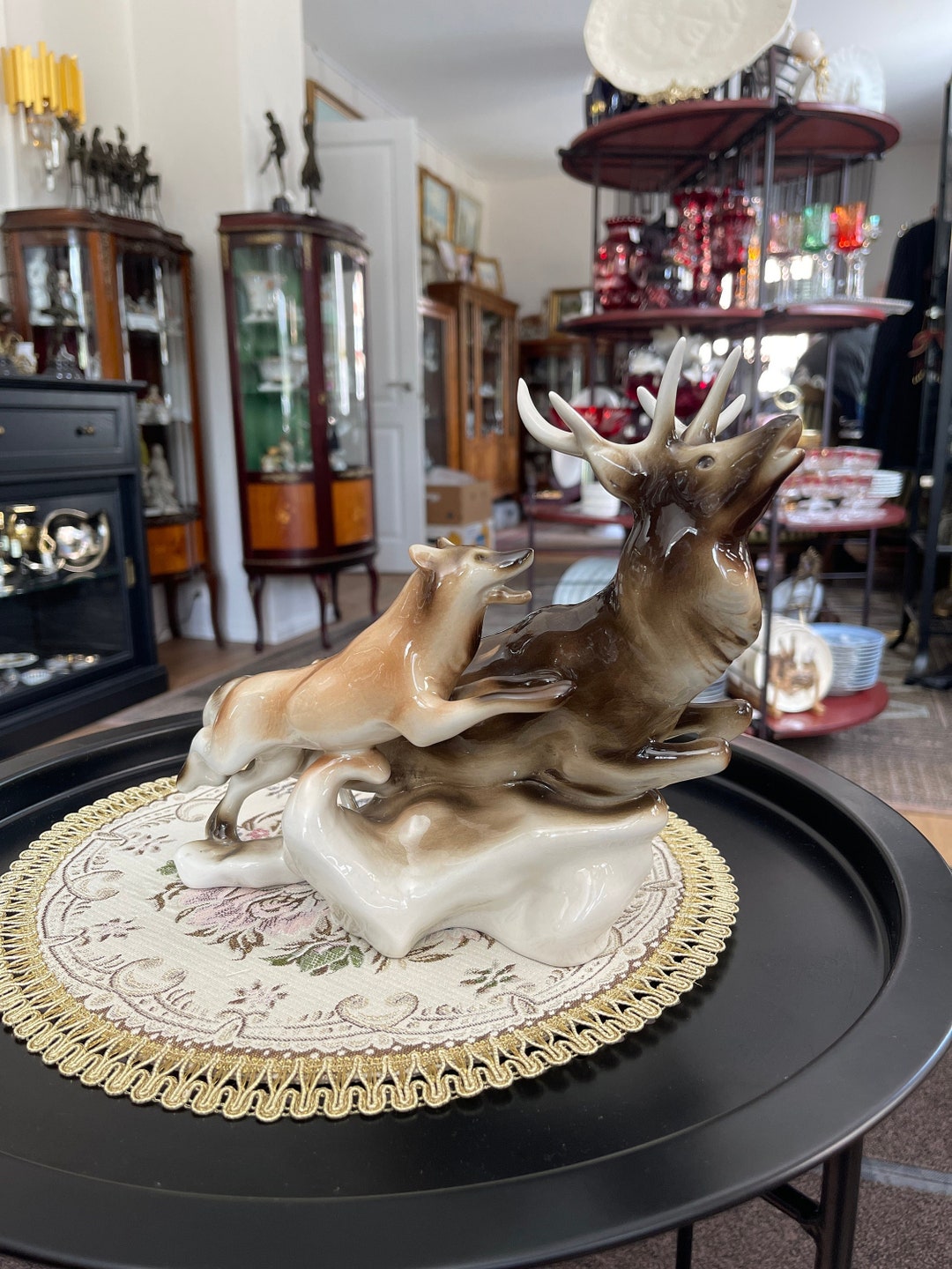 Royal Dux 59 Deer Wolf Hunting Motive Porcelain Figurine - Etsy