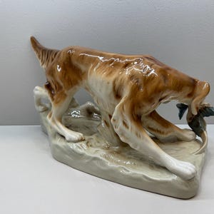 Royal Dux Czechoslovakia 306/1 Hunting Dog With Prey Art Deco Porcelain ...