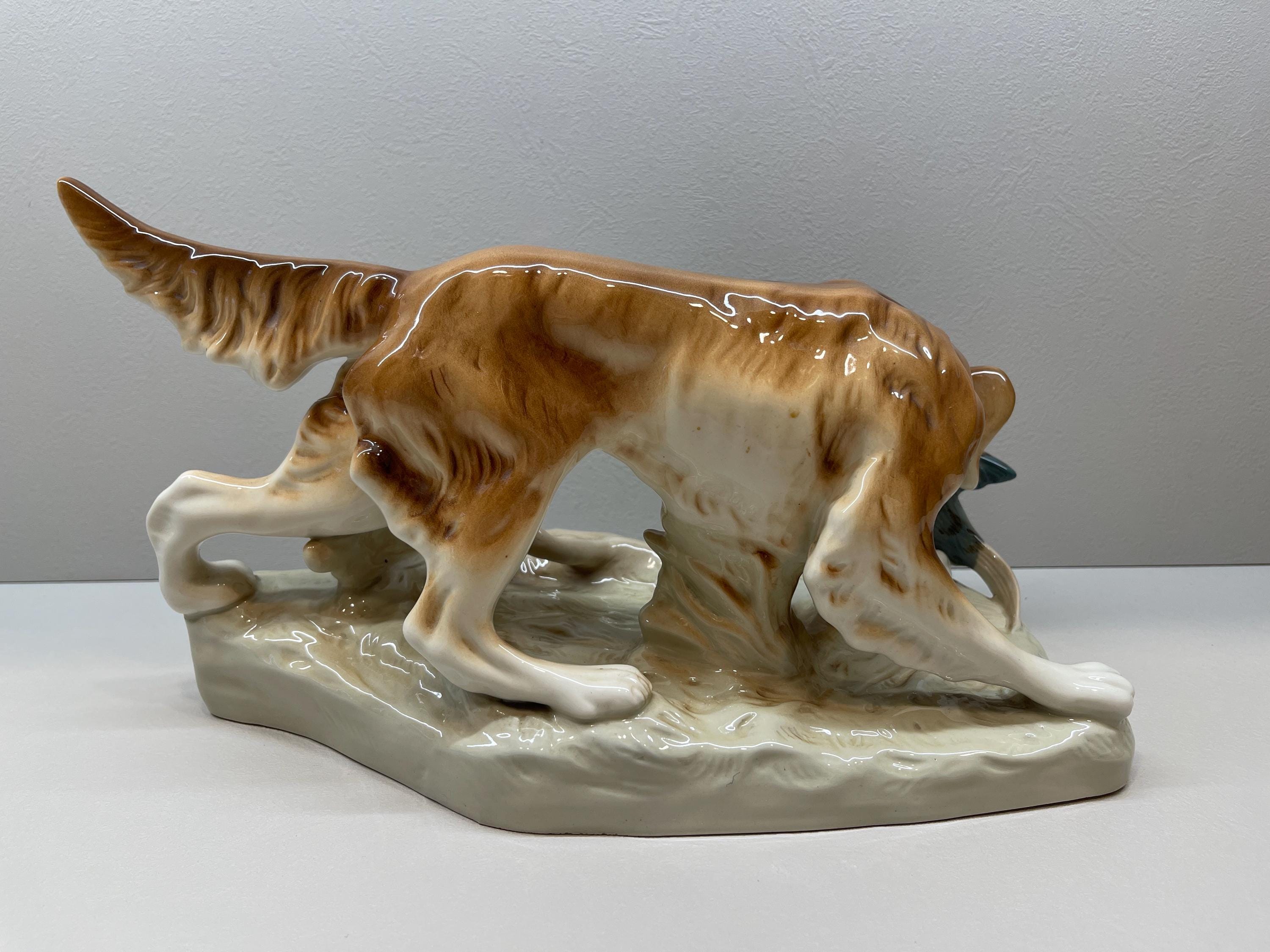 Royal Dux Czechoslovakia 306/1 Hunting Dog With Prey Art Deco Porcelain ...