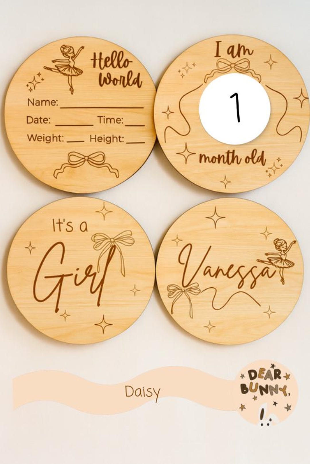 Ballet Theme Baby Milestone Discs –personalised Wooden Monthly Disc ...