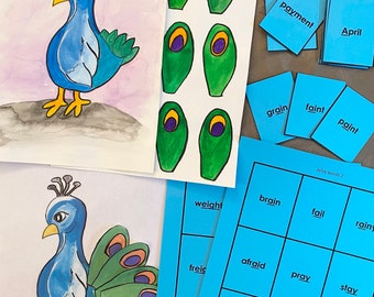 Peacock Reading Game and Phonics/bundle Long a - Etsy