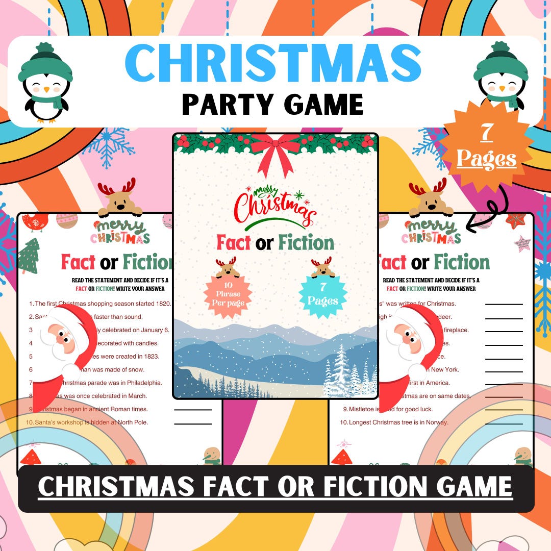 Christmas Fact or Fiction Game Holiday Party Fun Family Christmas Night ...