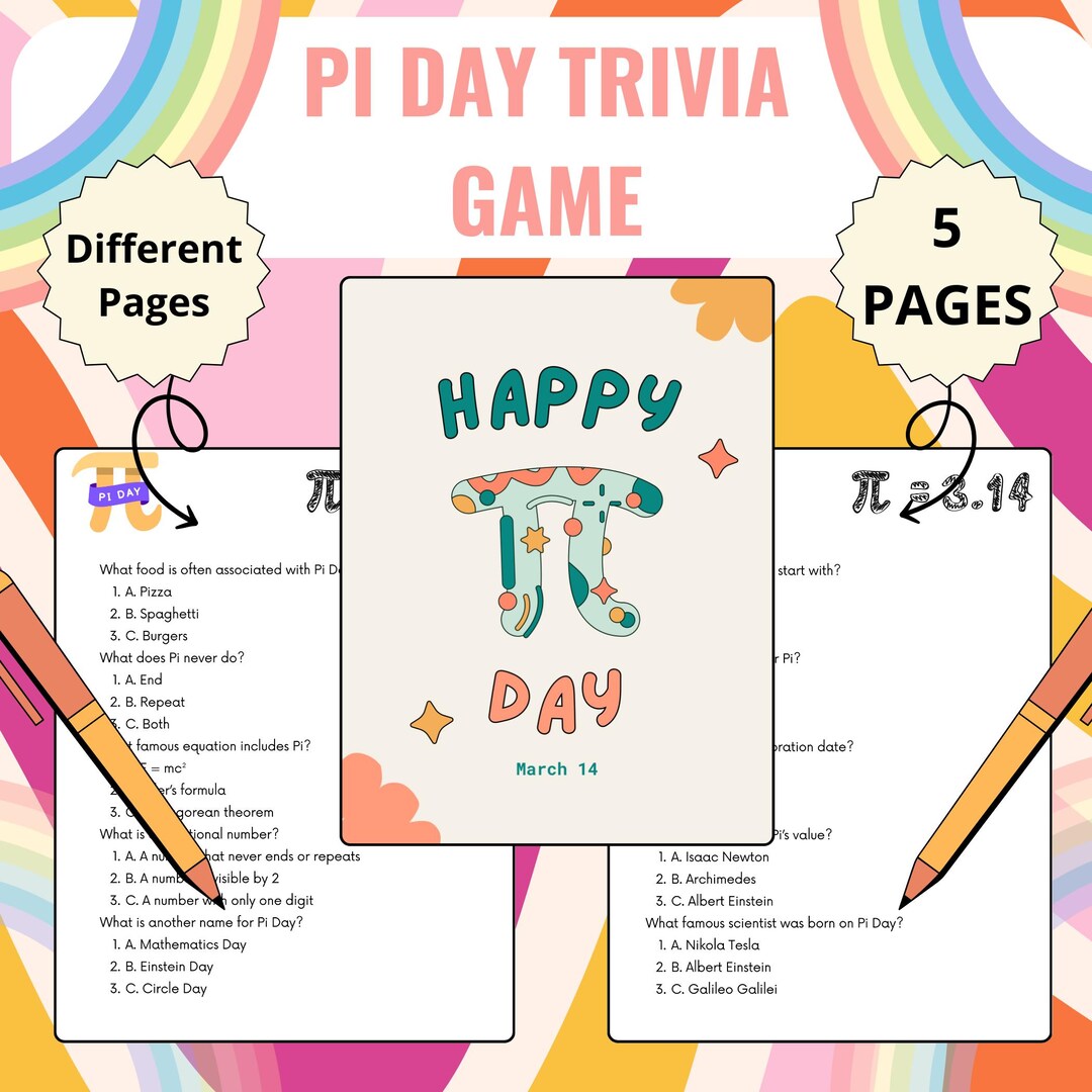 PI Day Trivia Game | Printable PI Day Game for Kids & Adults | Pi Day Trivia Multi Choice Game ...