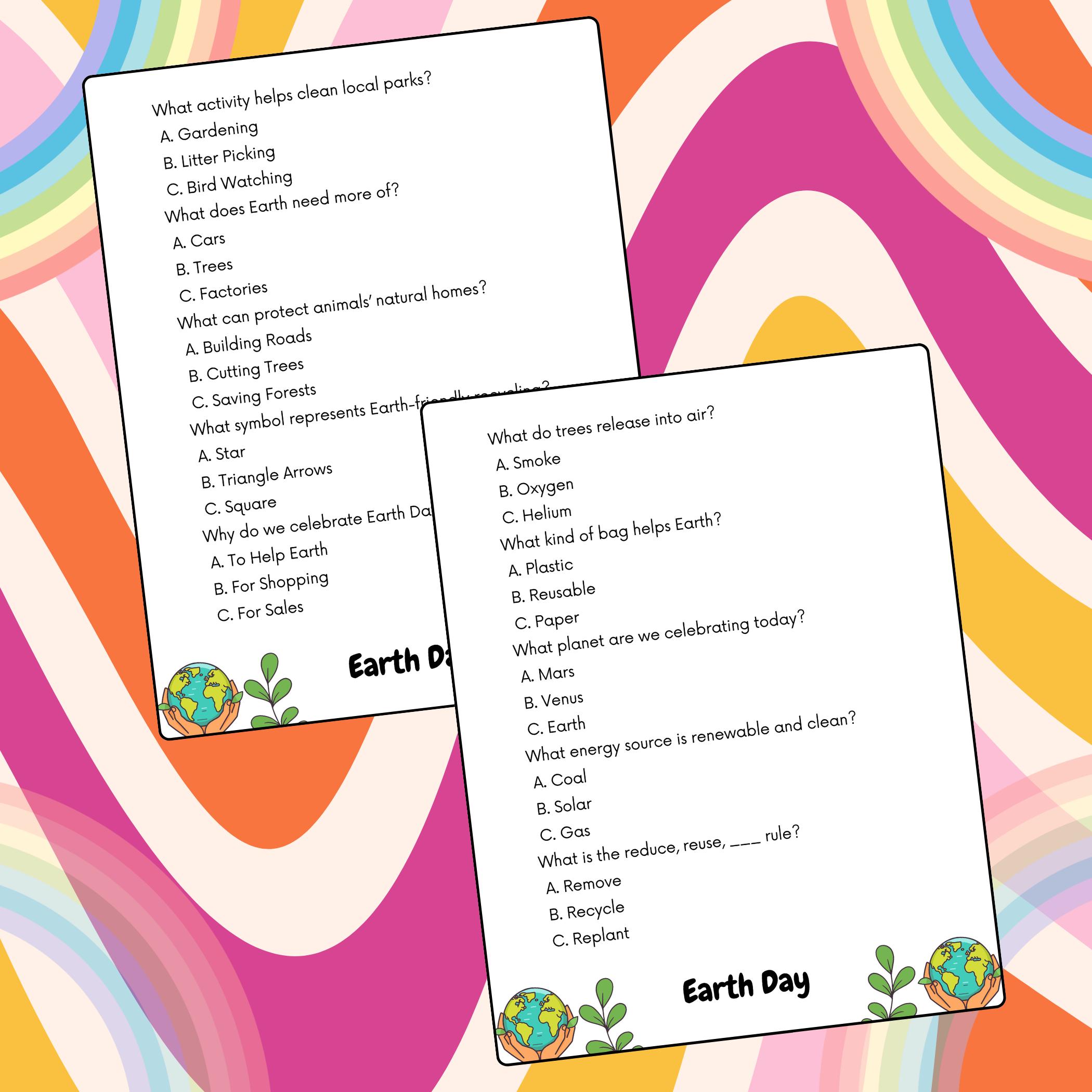 Earth Day Trivia | Printable Earth Day Games for Kids Adults | Party ...
