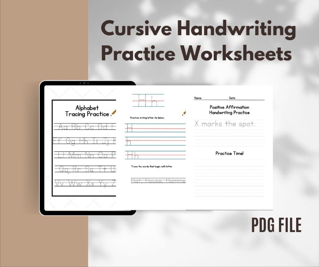 Cursive Handwriting Practice Pages Worksheets, Alphabet Letter Tracing ...