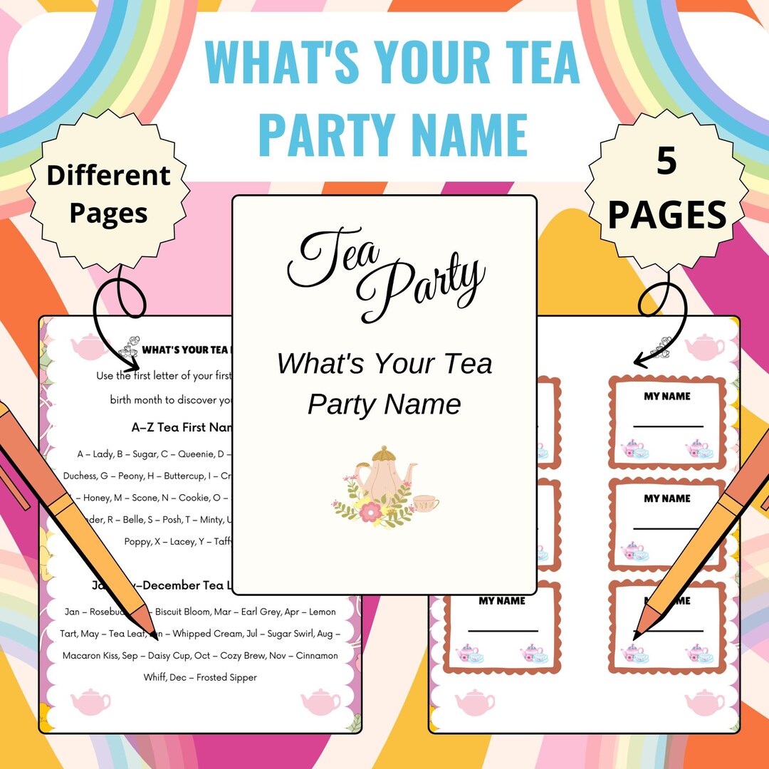 What's Your Tea Party Name Party Games | Printable Tea Party Game | Tea ...