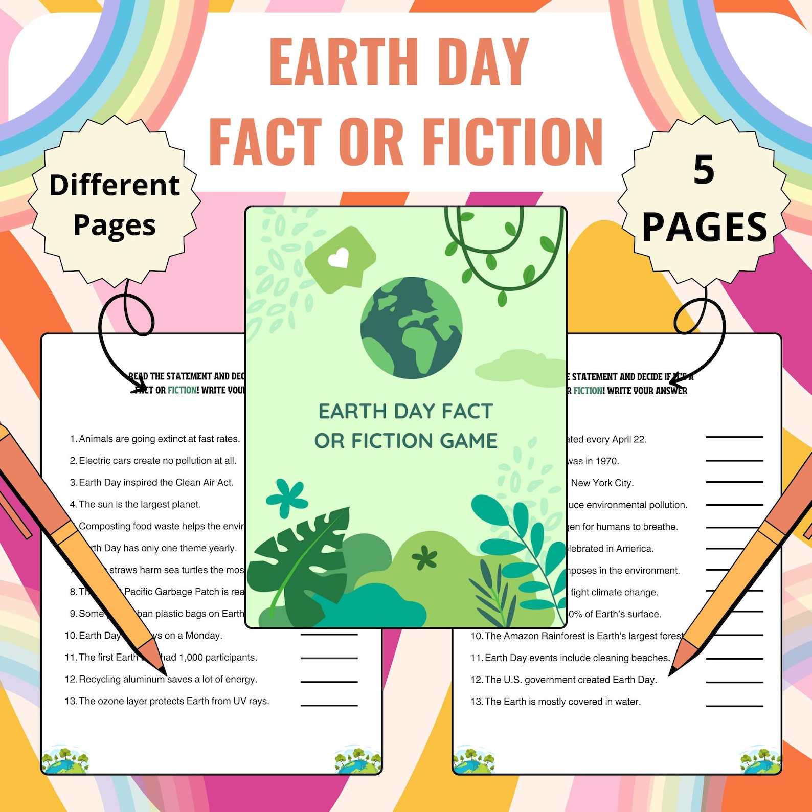 Earth Day Fact or Fiction Game | Earth Trivia Quiz | Earth Day True or ...
