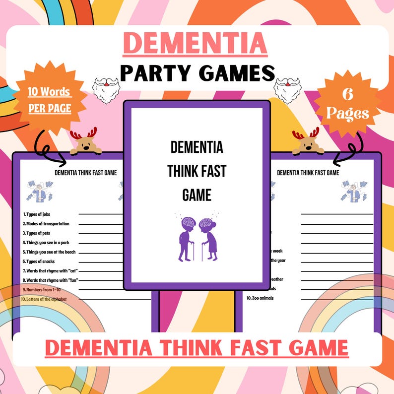 Dementia Think Fast Game: Memory & Brain Activity (PDF) - Etsy