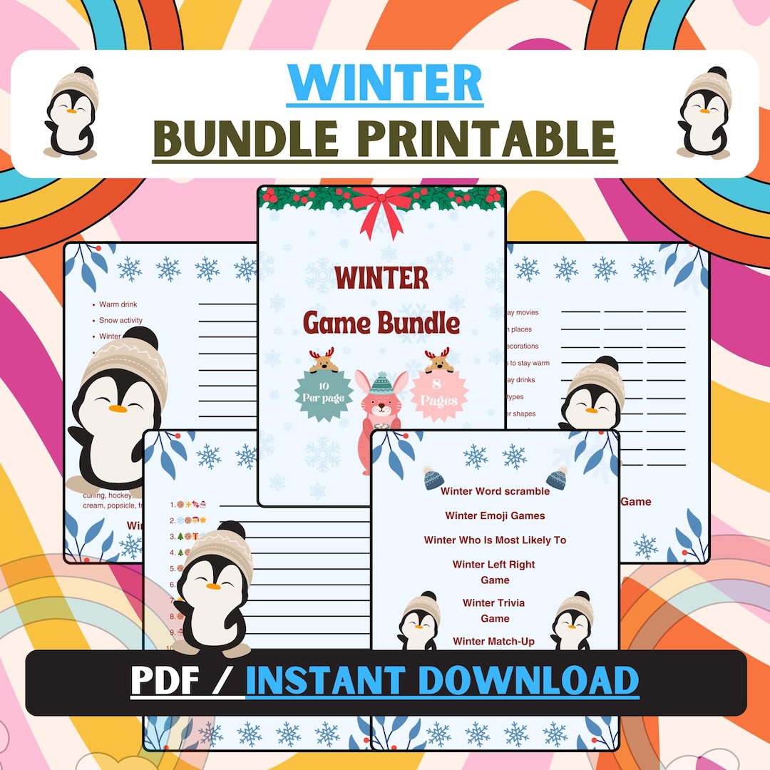 Winter Games Bundle Printable Holiday Party Games Family & Office Fun ...