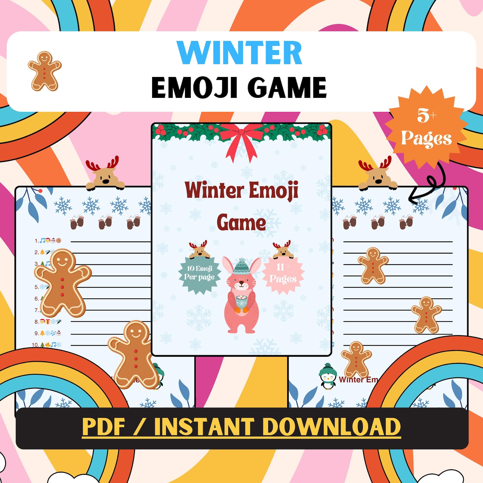 Winter Emoji Pictionary Game | Holiday Party Activity | Fun Winter Game ...
