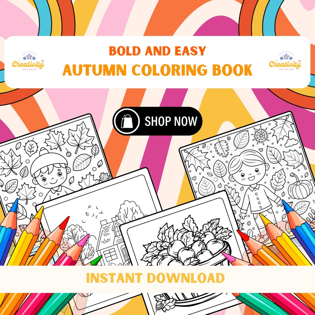 Autumn Coloring Pages for Relaxation, Bold and Easy Fall Themed Designs ...