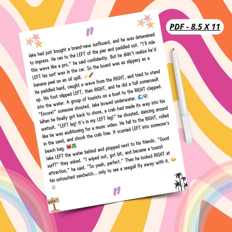 Beach Party Left Right Game: Summer Pass the Prize (printable Game) - Etsy