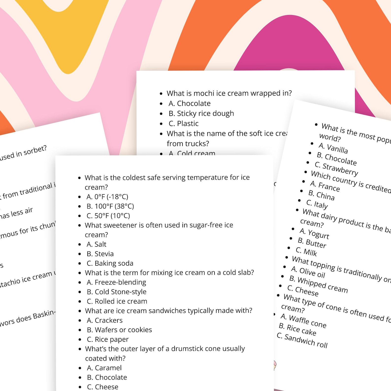 Ice Cream Trivia Game: Fun Party Quiz (PDF) - Etsy