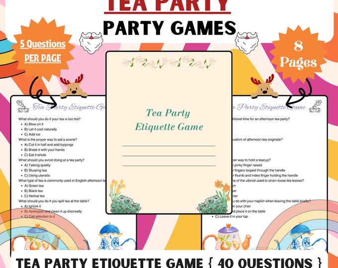 Tea Party Etiquette Game | Tea Party Game | Tea Party Etiquette | Tea ...
