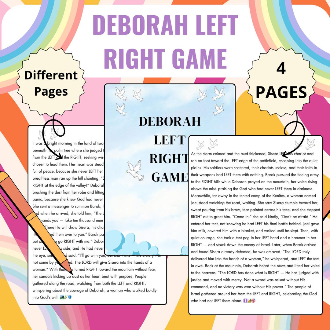 Deborah Bible Story Game: Christian Left Right Printable - Etsy