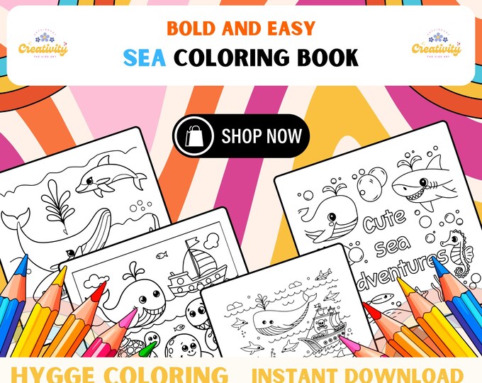 Bold and Easy Sea Coloring Book for Relaxation | Sea Life Coloring Book ...