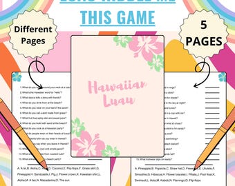 Luau Riddle Me This Luau Party Games Luau Games for Kids Luau Birthday ...