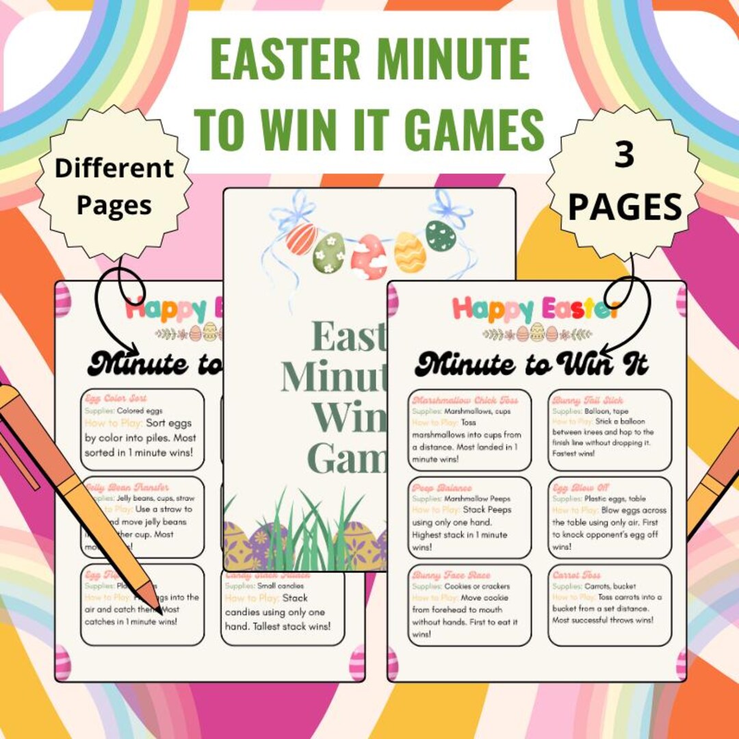 Easter Minute to Win It Games, One Minute Games, Family Party PDF ...