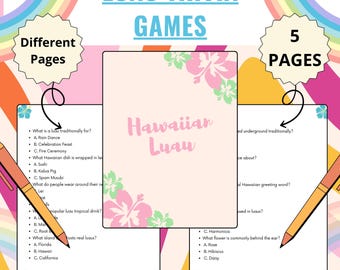 Luau Trivia Game | Printable Hawaiian Game for Kids Adults | Luau ...