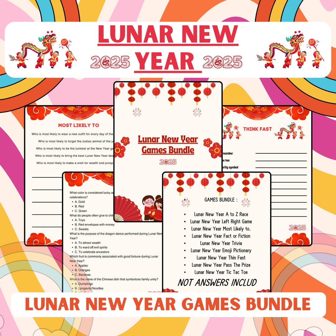 Lunar New Year Games Bundle | Lunar New Year Party Games for Kids 2025 ...