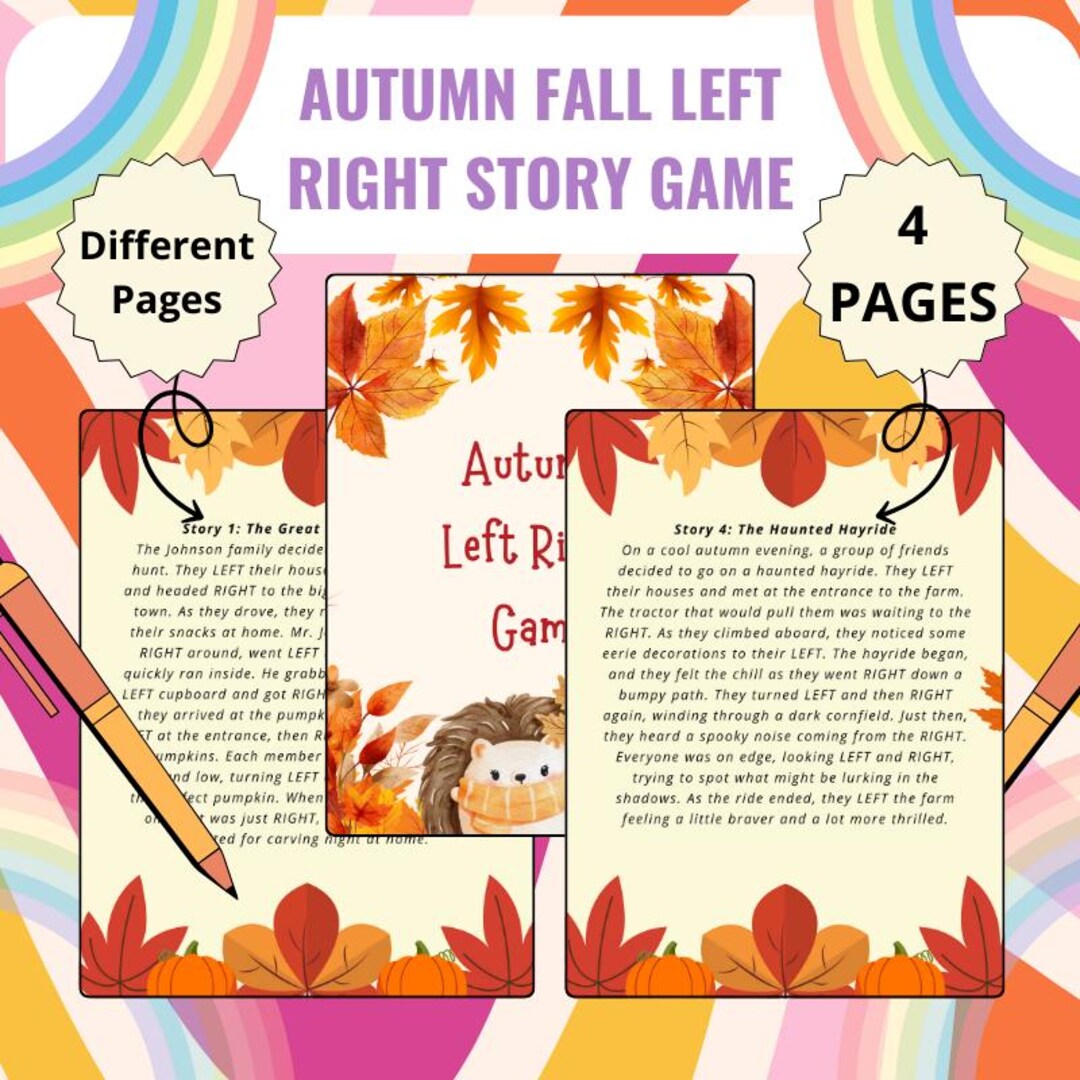 Fall Left Right Story Game: Autumn Party Activity (instant Download PDF ...