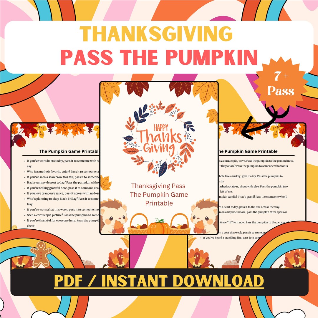 Thanksgiving Pass the Pumpkin Game Printable | Fun Pass the Prize Game ...