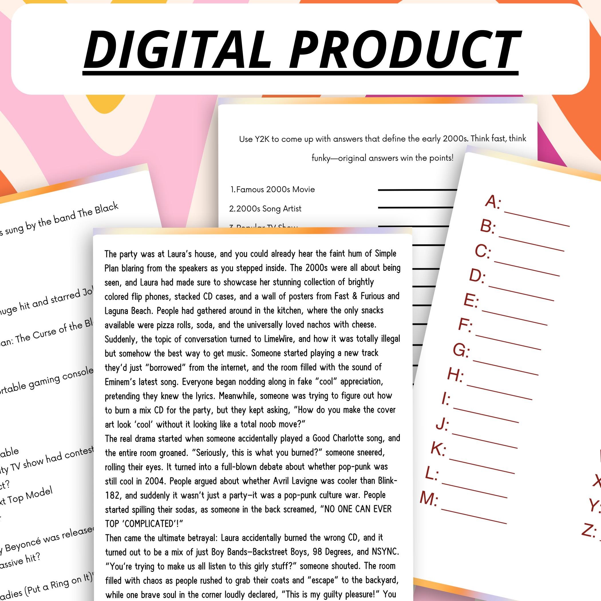 2000s Theme Party Games Bundle, Printable 2000s Birthday Party ...