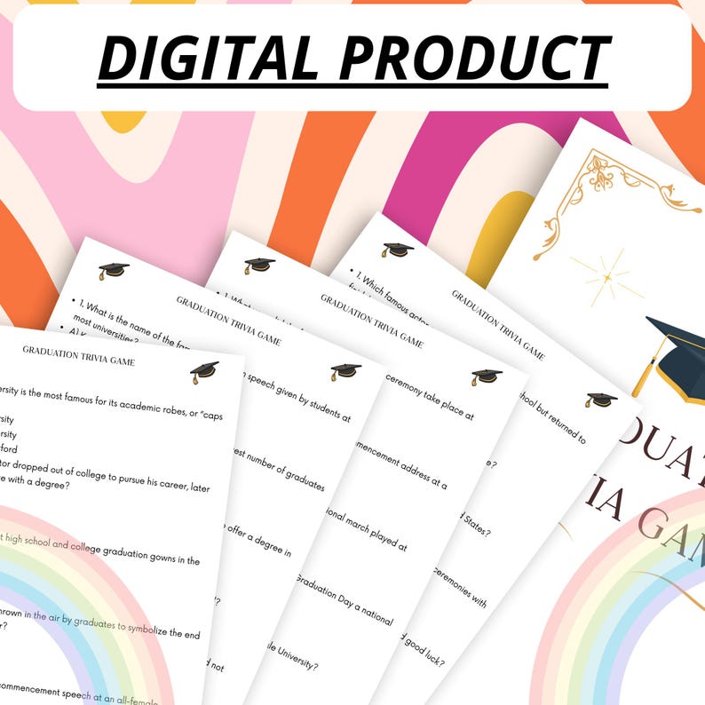 Graduation Trivia Game, Fun Graduation Party Game, Grad Party Activity ...