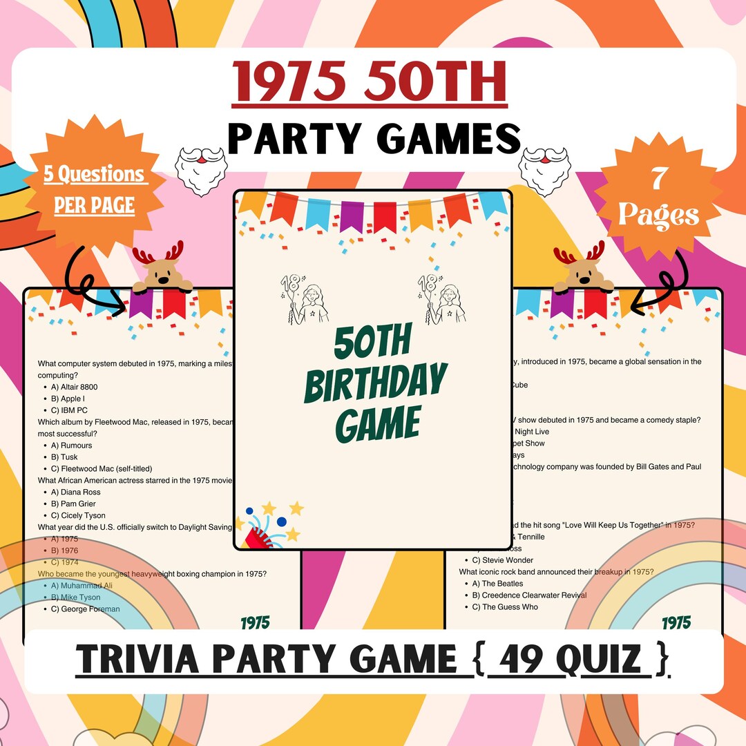50 Year Reunion Game | 1975 Fun Facts | Back Class of 1975 | 1975 ...