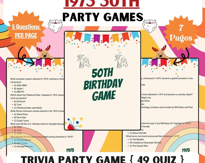 50 Year Reunion Game | 1975 Fun Facts | Back Class of 1975 | 1975 ...