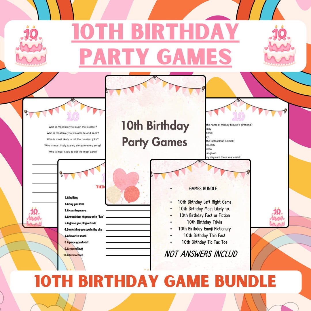 10th Birthday Party Games | 10 Year Old Party Tenth Birthday | 10th ...