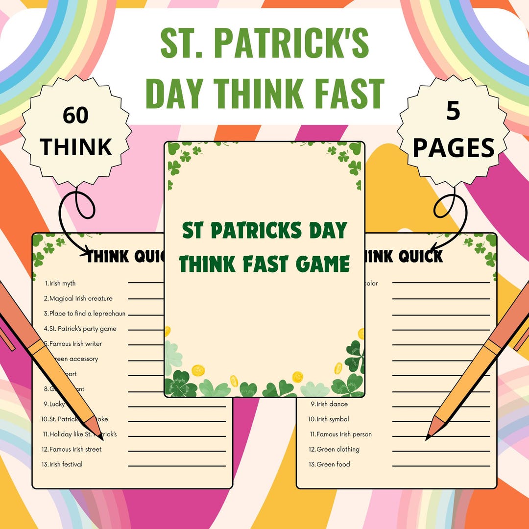 St. Patrick's Day Think Quick Game | Office Fun No Drinking Activity ...