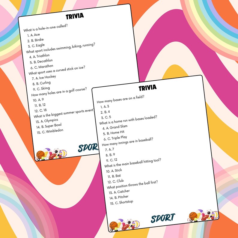 Sports Trivia | Printable Sports Trivia Game | Sports Trivia Game ...
