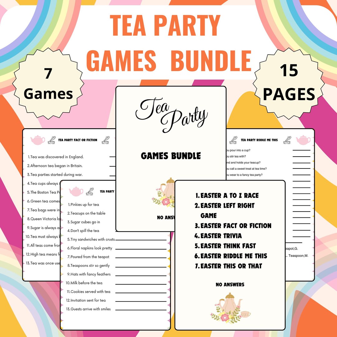 Tea Party Games Printable Bundle | Tea Party Activities | Tea Party ...