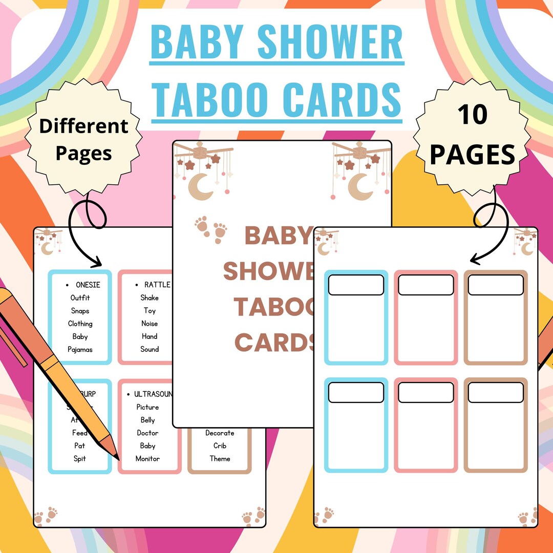 Baby Shower Taboo Game | Forbidden Words Game | Baby Shower Party Game ...