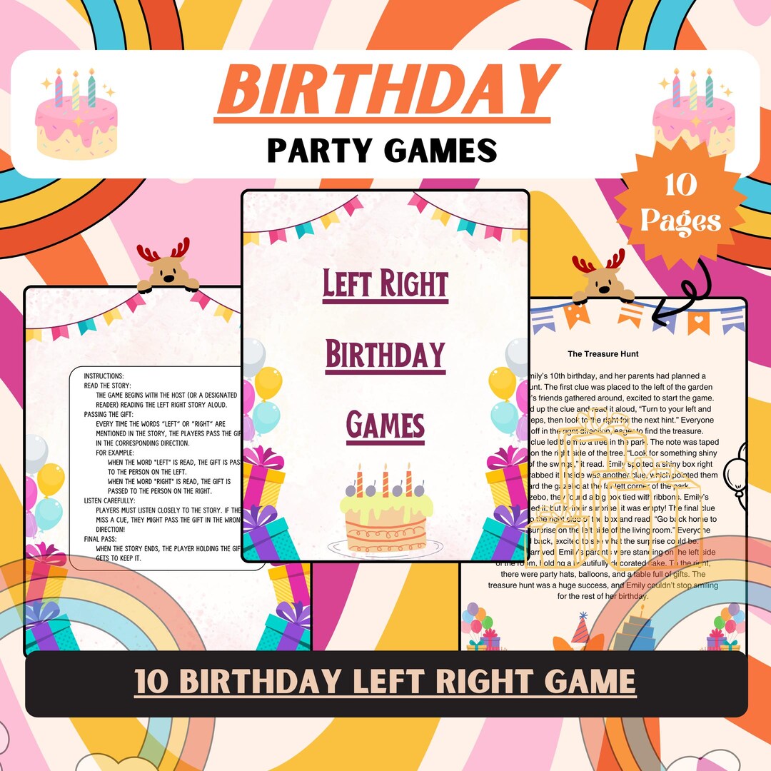 10 Left Right Game Bundle | Birthday Party Fun | Printable Funny ...