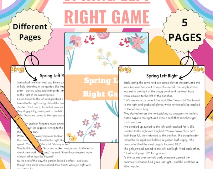 Spring Games Printable | Spring Left Right Game | Spring Season Party ...