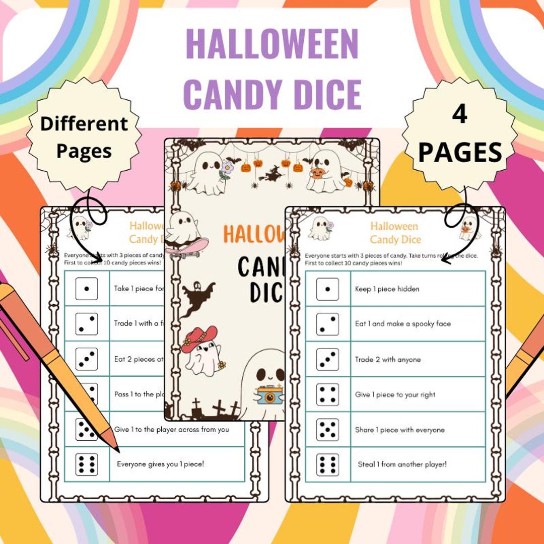Halloween Candy Exchange Dice Game, Halloween-themed Game for Spooky ...