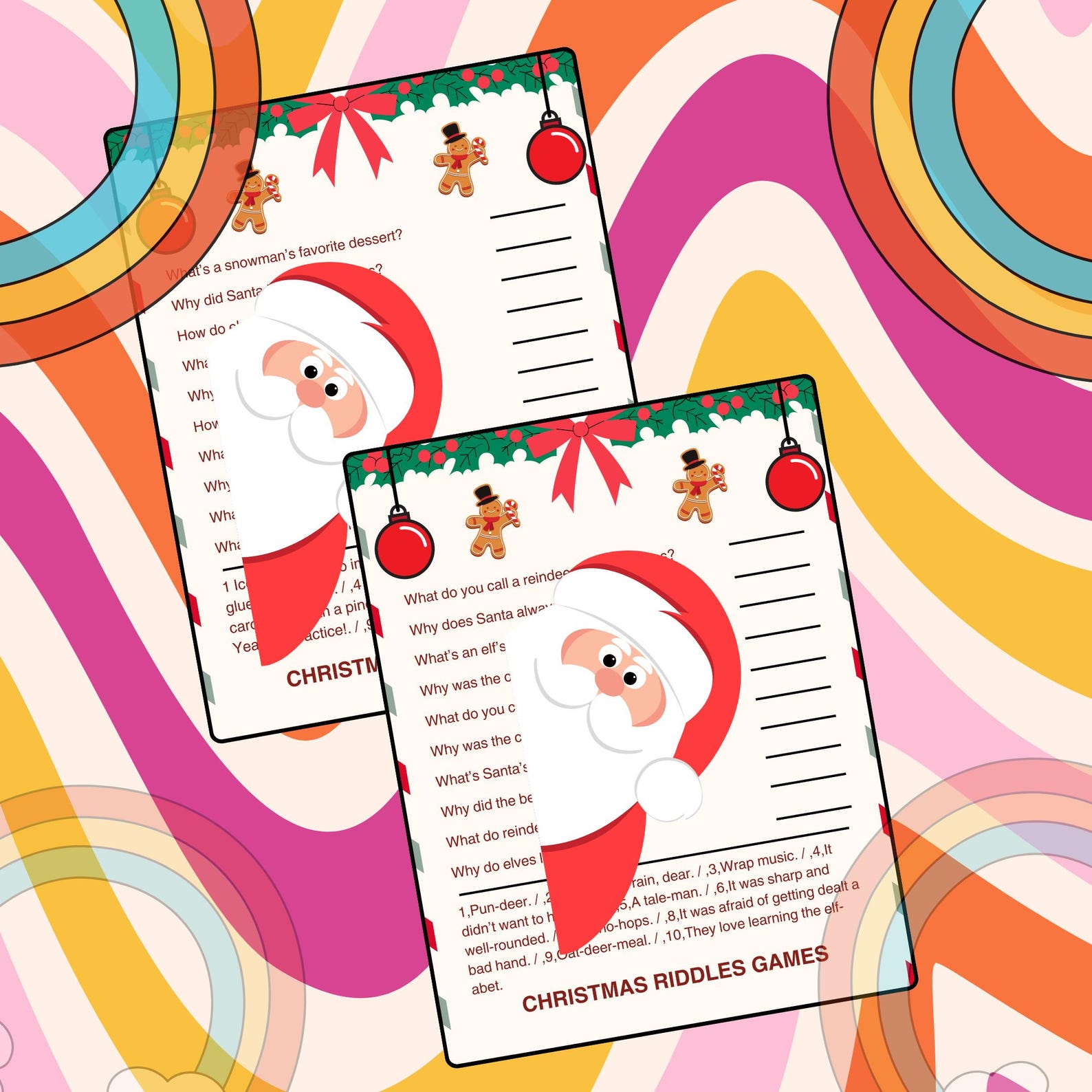 Christmas Riddles Game | Printable Holiday Party Game | Fun Christmas ...