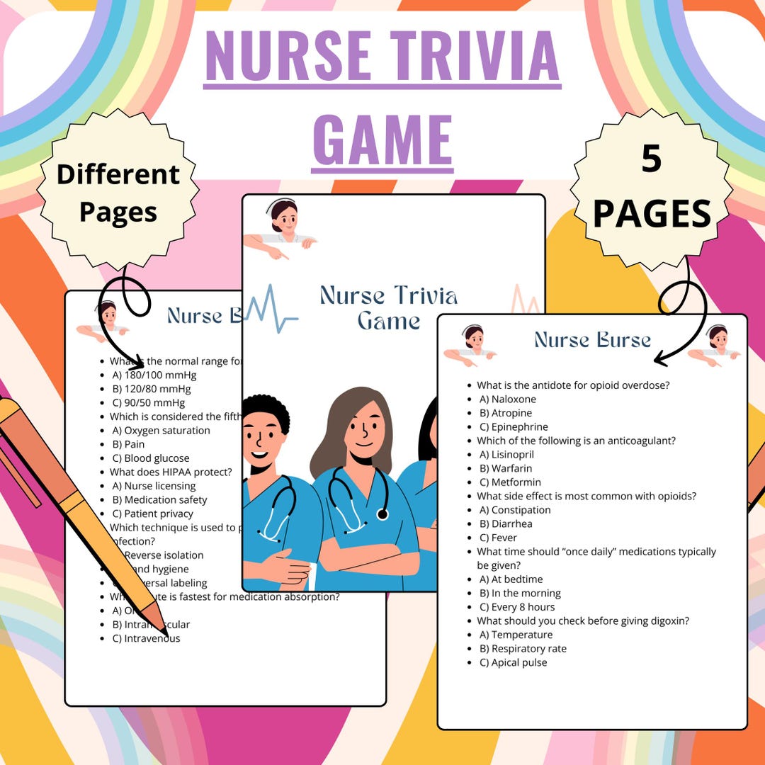 Nurse Trivia Game, Printable Nurse Game, Nurse Appreciation, Nurse ...