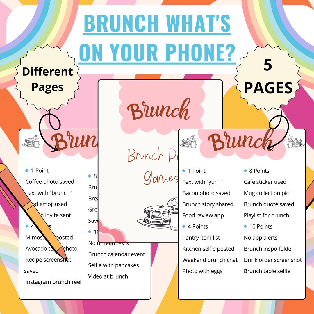 Brunch Party Game | What's on Your Phone | Girls Lunch Fun Activity ...