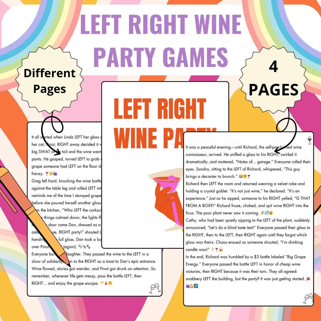 Left Right Wine Party Games, School Church Games, Wine Themed Party ...