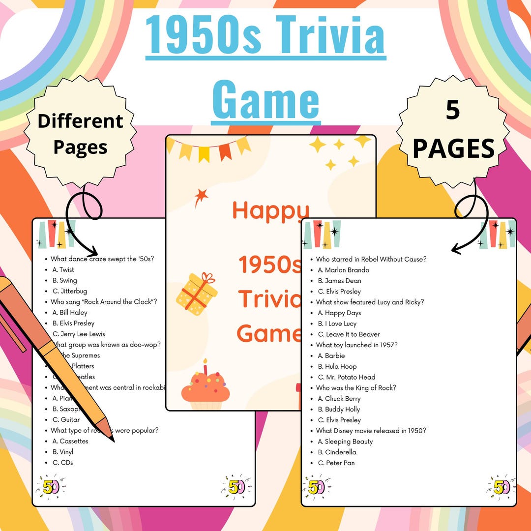 50s Activities | 50s Party Games | 1950s Party Games | 50s Trivia ...